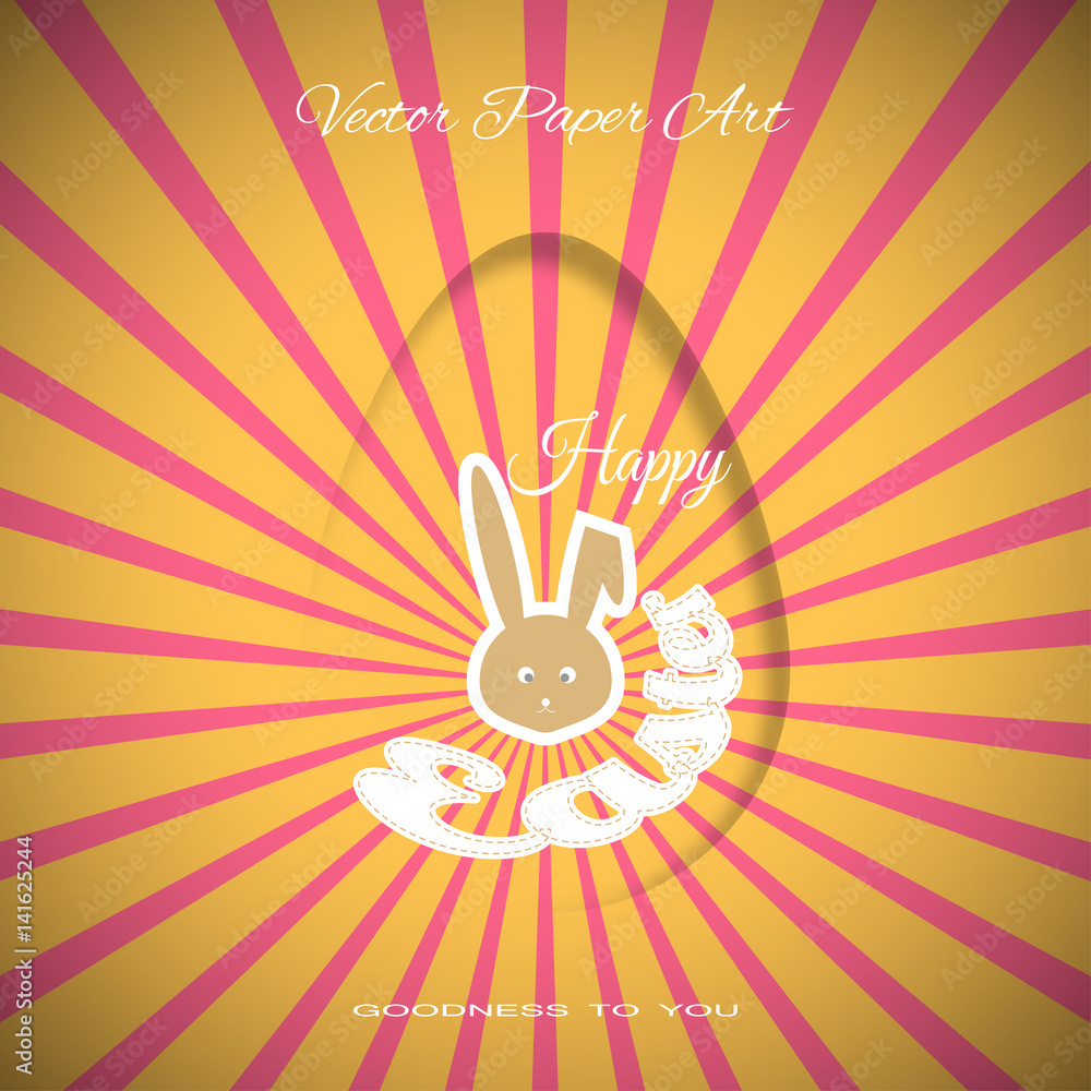 Vector poster of Happy Easter on the red background with dangling ...
