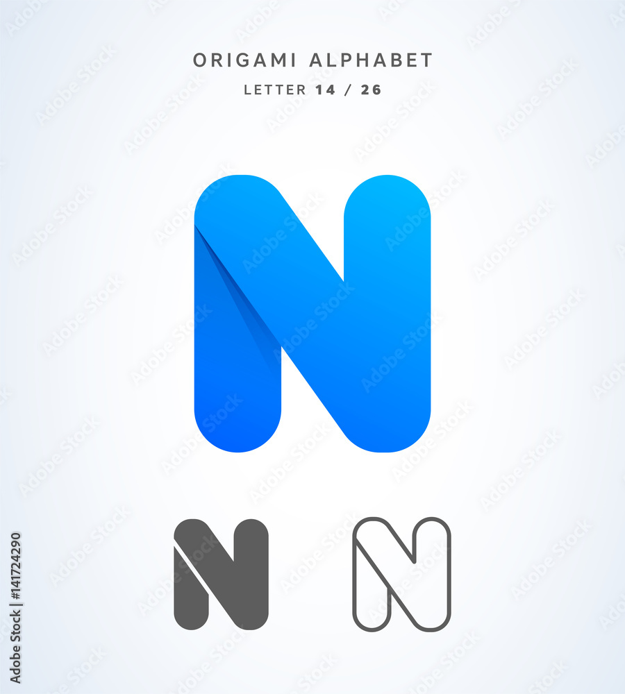 Vector origami alphabet. Letter N logo template Stock Vector | Adobe Stock