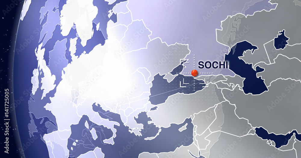 SOCHI, Country Map, Russia City Location, illustrated, graphic, blue ...