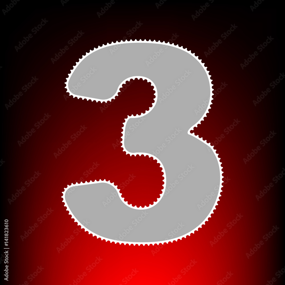 Number 3 sign design template element. Postage stamp or old photo style ...