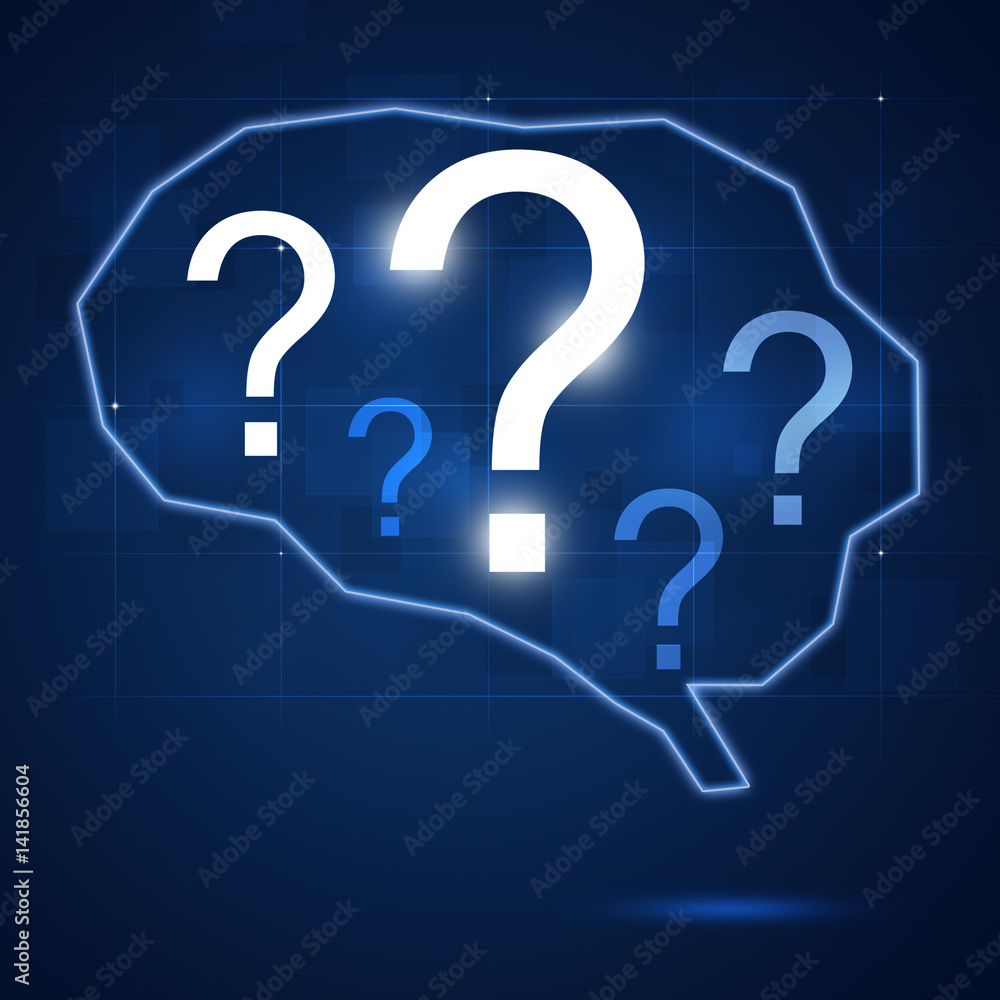 Human Brain Shape with Question Mark Stock Illustration | Adobe Stock