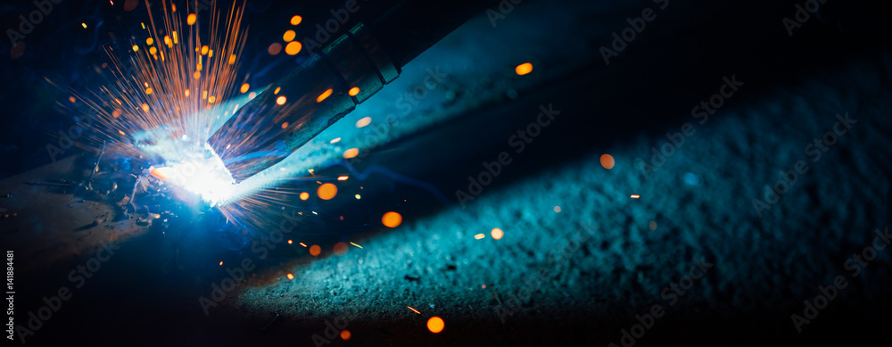 artistic welding sparks light, industrial background Stock Photo ...