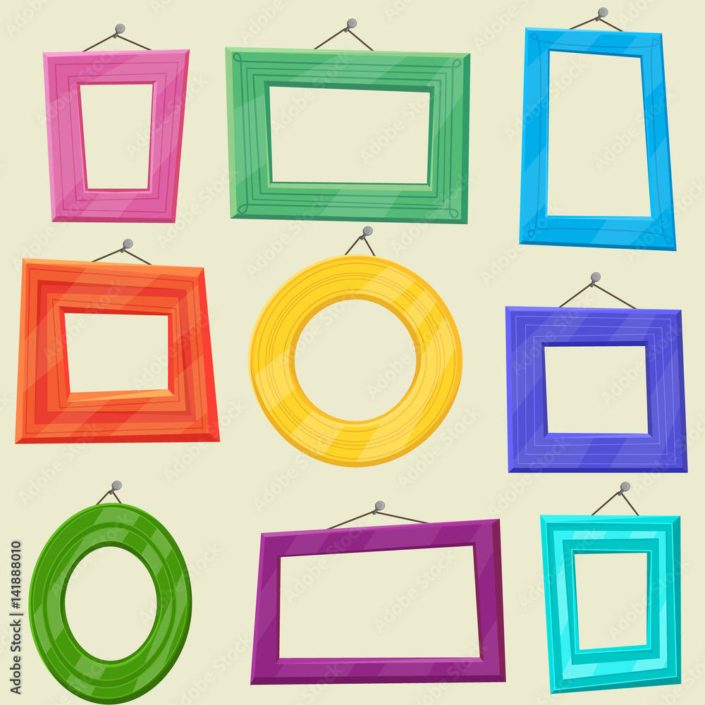 Set of cartoon vector picture frames Stock Vector | Adobe Stock
