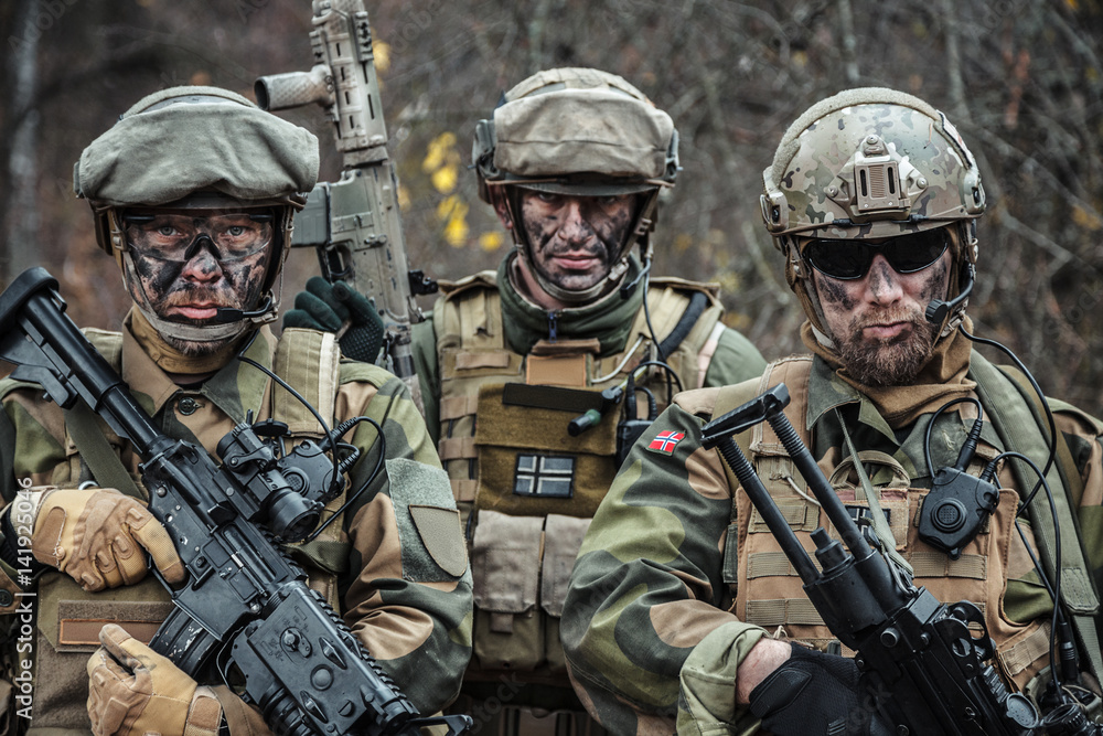 Norwegian Rapid reaction special forces FSK soldiers in field uniforms ...