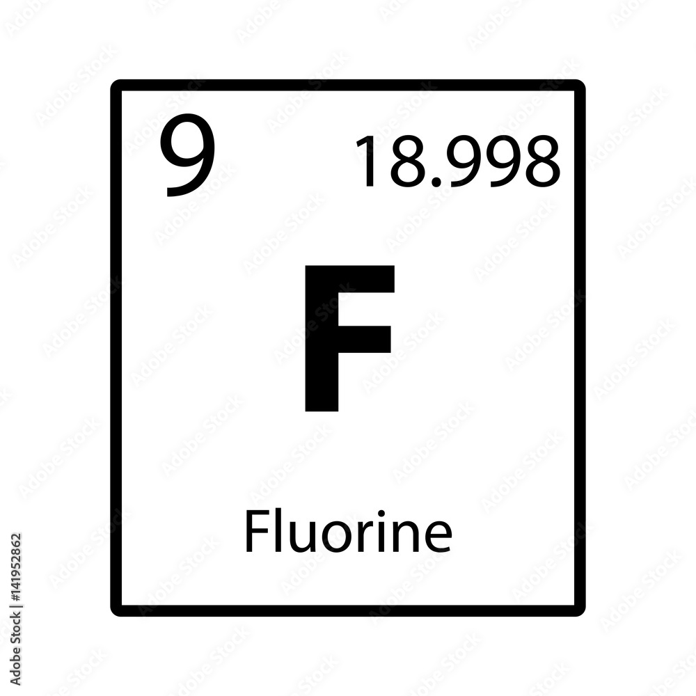 Fluorine periodic table element icon on white background vector Stock ...