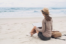 Woman Reading On Beach Free Stock Photo - Public Domain Pictures