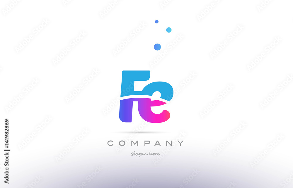 fe f e pink blue white modern alphabet letter logo icon template Stock ...