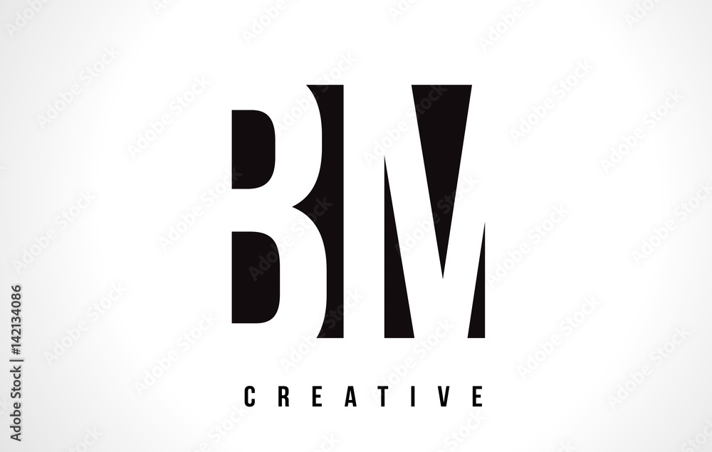 BM B M White Letter Logo Design with Black Square. Stock Vector | Adobe ...