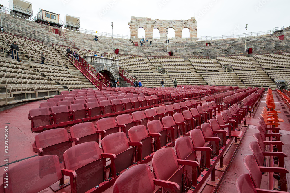 Roman amphitheatre in Verona, Italy. The place of annual festival ...
