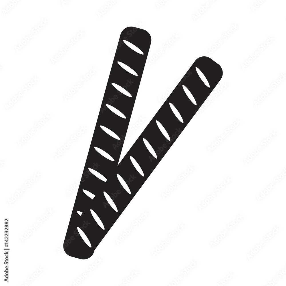 Vector flat carton icon of two French baguettes. Long bread loaves with ...