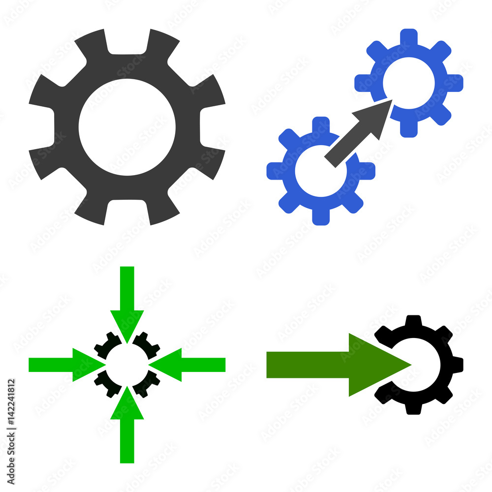 Vector de Stock Gear Integration Tools icon set. Flat symbol collection ...