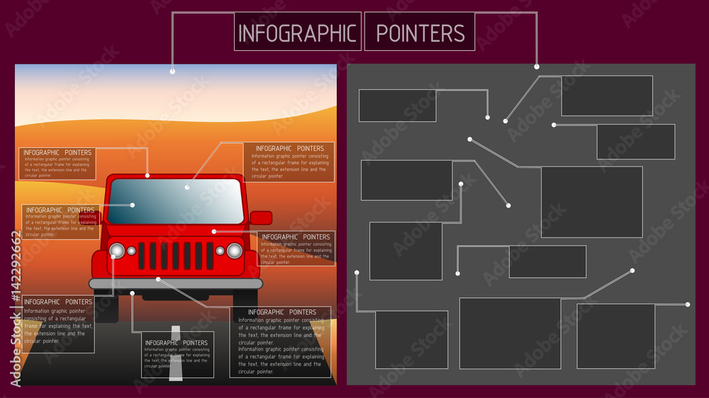 Infographic pointers. Frame and a text box with the extension line and ...