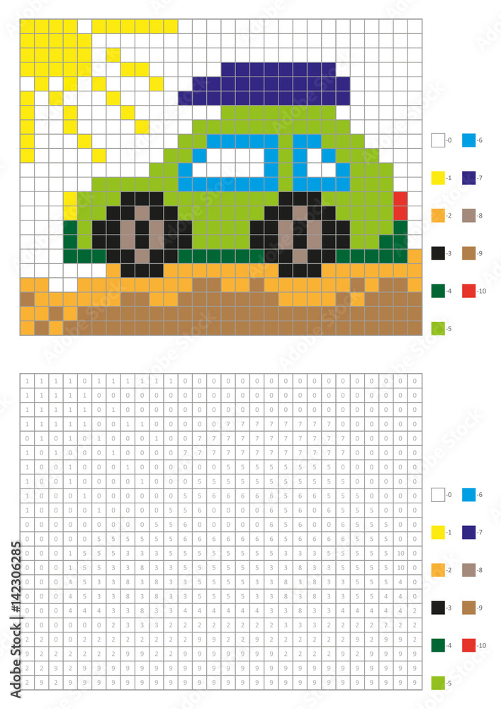 Stock-Vektorgrafik „Coloring book with numbered squares. Kids coloring ...