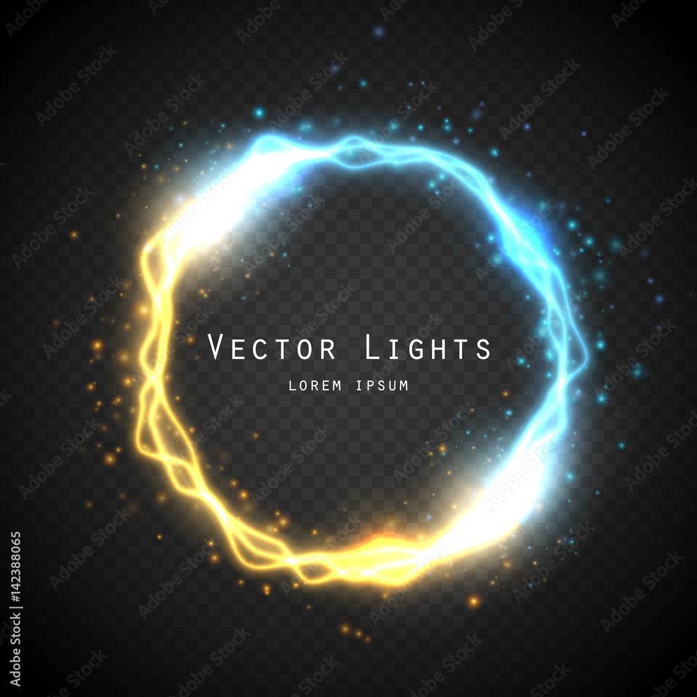 Glow round frame with electric discharge effect isolated. Vector ...