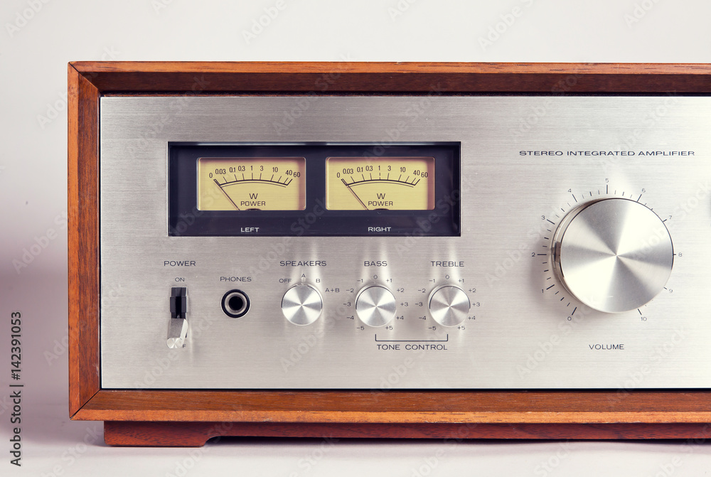 Vintage Stereo Audio Amplifier VU Meters Stock Photo | Adobe Stock