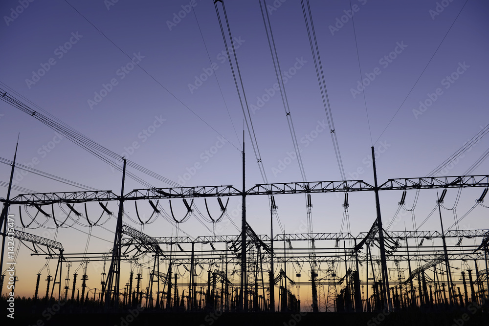 High voltage power grid Stock Photo | Adobe Stock