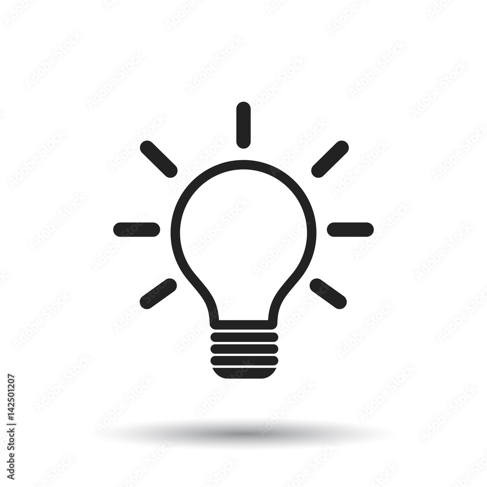 Light bulb icon on white background. Idea flat vector illustration ...