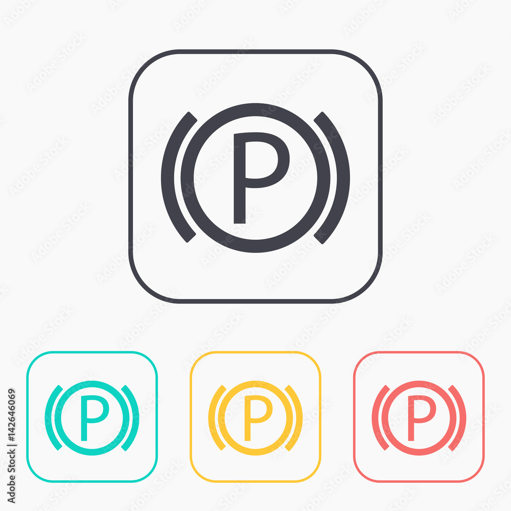 Car parking brake warning vector hmi dashboard flat icon Stock Vector ...