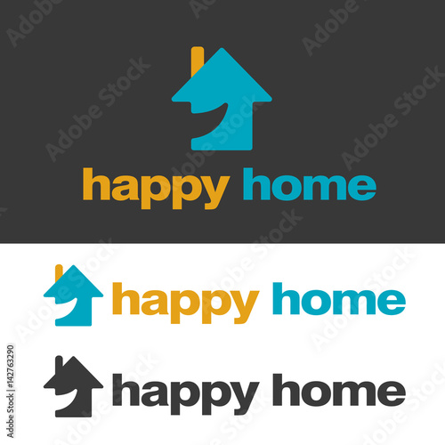 Simple and modern happy home logo for real estate logo or housing logo ...