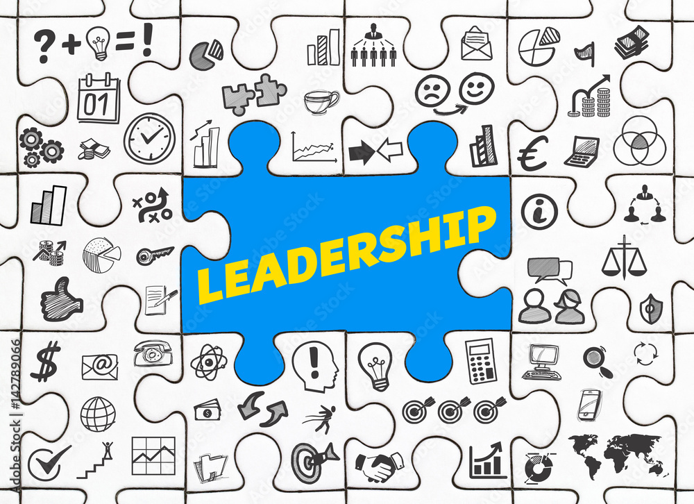Leadership / Puzzle mit Symbole Stock Illustration | Adobe Stock