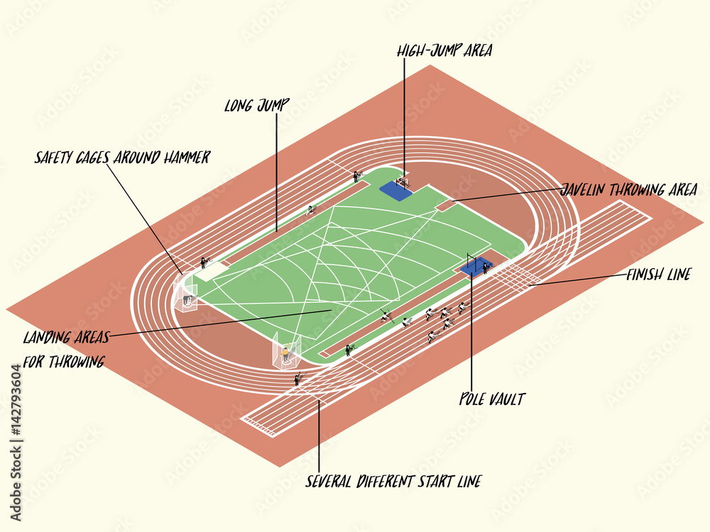 Illustration info graphic of athletics sport on athletics track ...