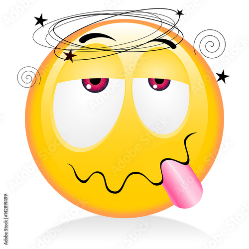Emoji, emoticon - drunkard/ alcohol or drugs abuse/ having a hangover ...