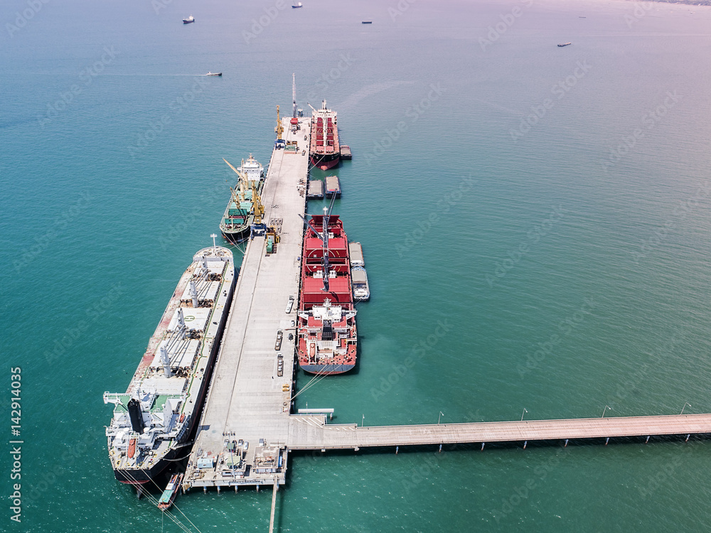 commercial vessel general cargo ship alongside of berth in port ...