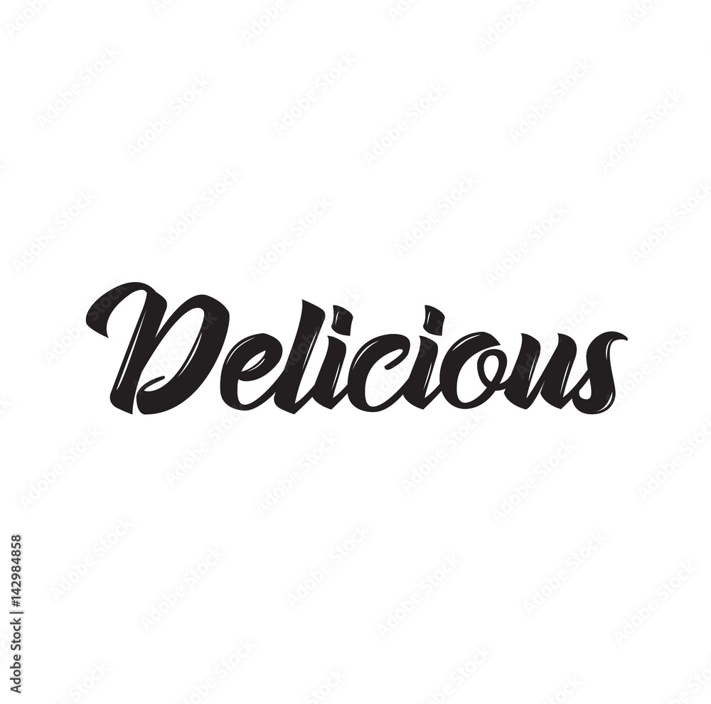 Image vectorielle Stock delicious, text design. Vector calligraphy ...