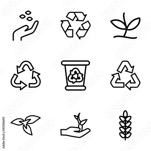 Set of 9 environmental outline icons Stock Vector | Adobe Stock