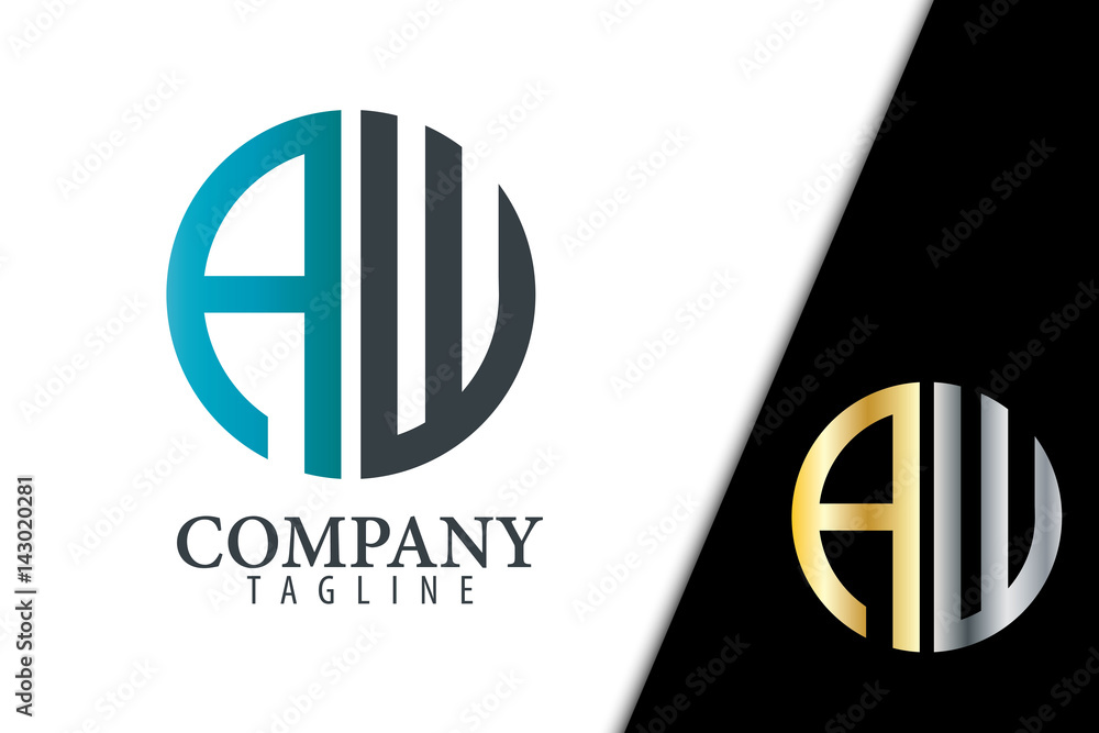 Initial Letter AW With Linked Circle Logo Stock Vector | Adobe Stock