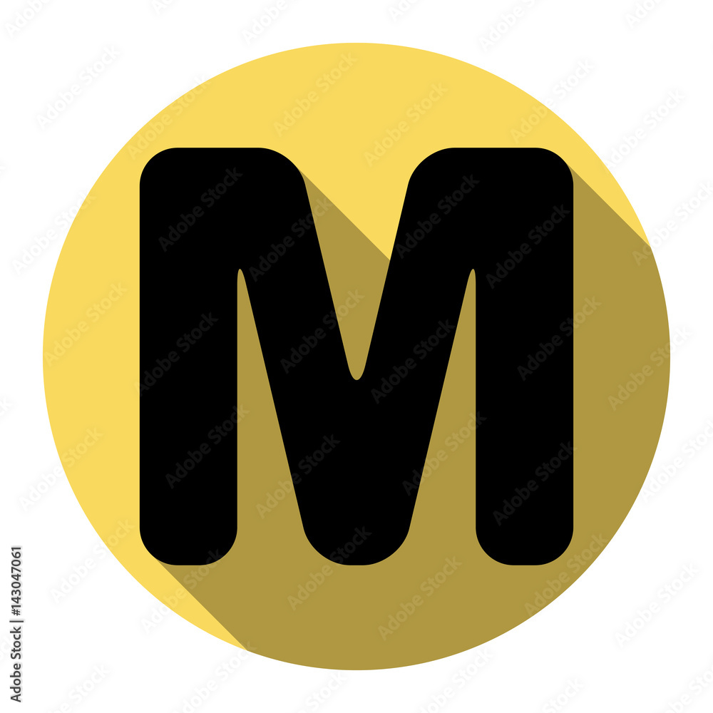 Letter M sign design template element. Vector. Flat black icon with ...