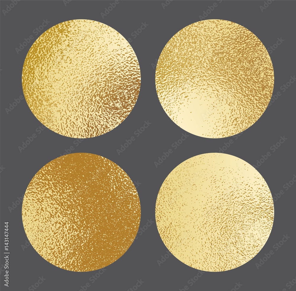 Set of shiny gold foil textures. Golden background template for ...