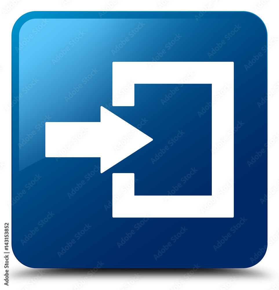 Logout icon blue square button Stock Photo | Adobe Stock