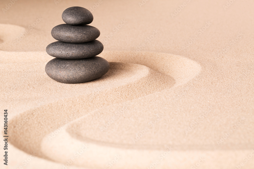 spiritual spa wellness background zen garden with sand and rock concept ...