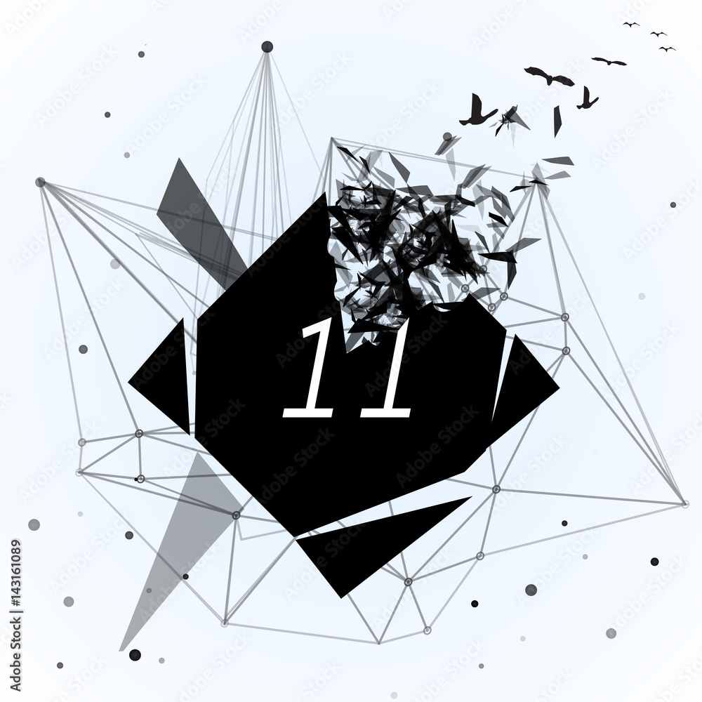 Abstract black rhomb , which is broken into small pieces. Abstract ...