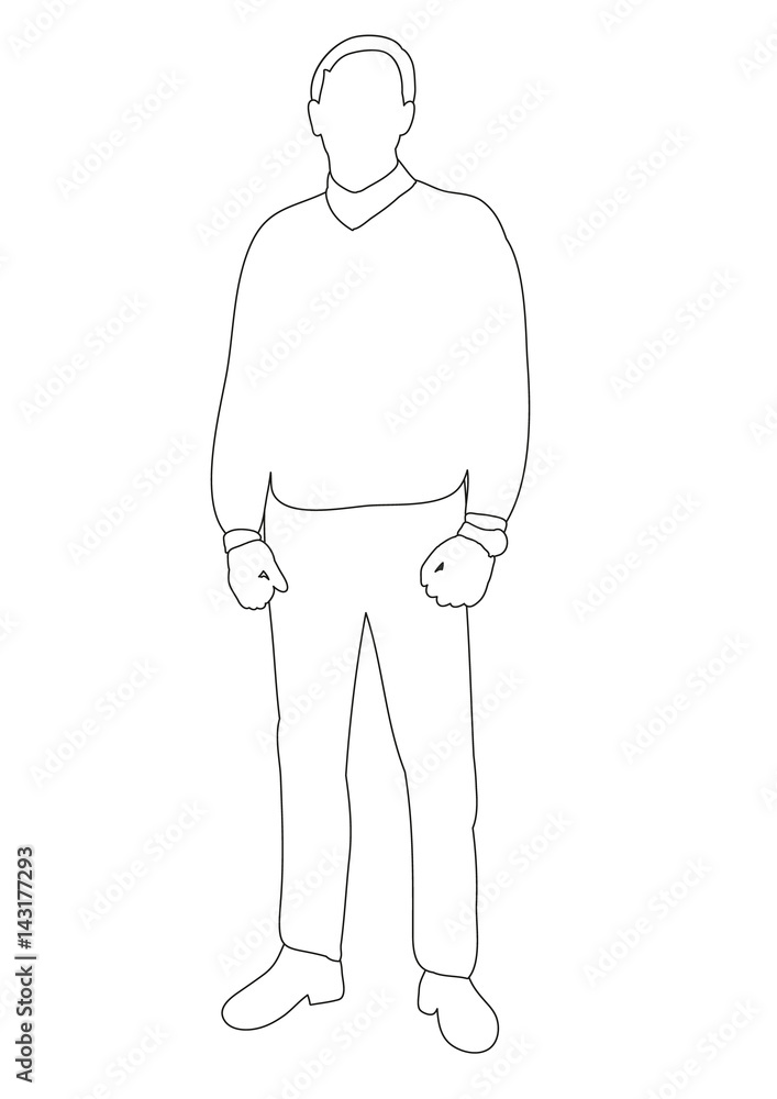 Vector outlines man standing, sketch Stock Vector | Adobe Stock