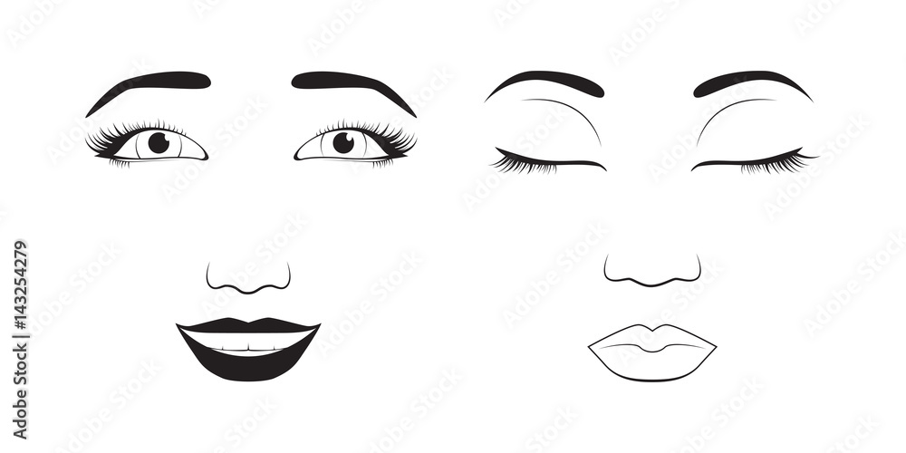 Girl emotion face cartoon vector illustration and woman emoji icon cute ...