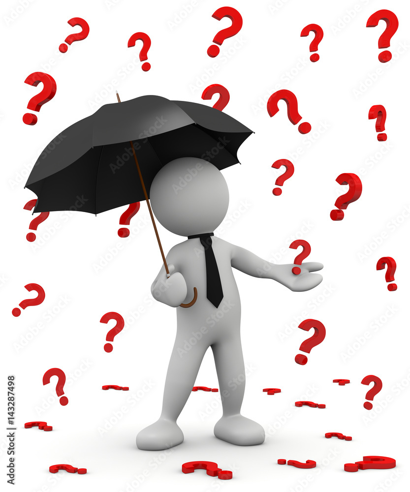 omino 3d pioggia di domande Stock Illustration | Adobe Stock