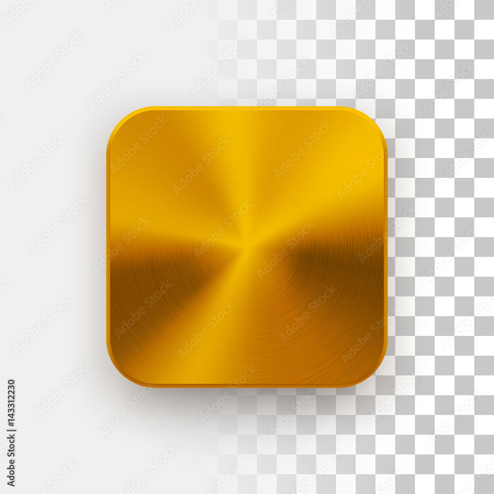 Image vectorielle Stock Gold blank app icon, technology button template ...