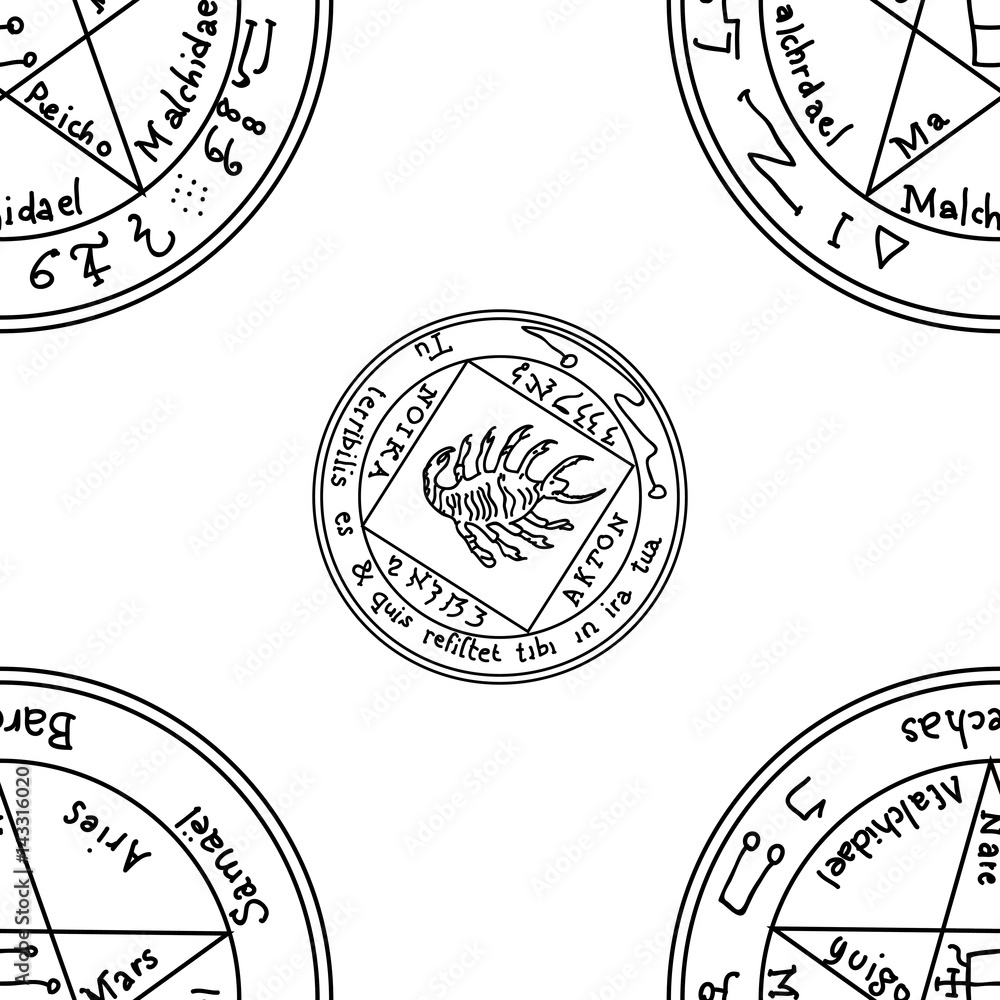 Texture with a repetitive pentacle pattern. Occult background. T Stock ...