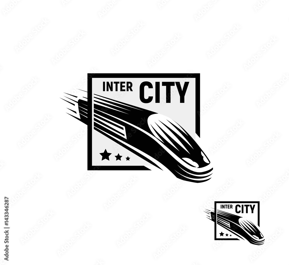 Isolated abstract black color train in square logo on white background ...