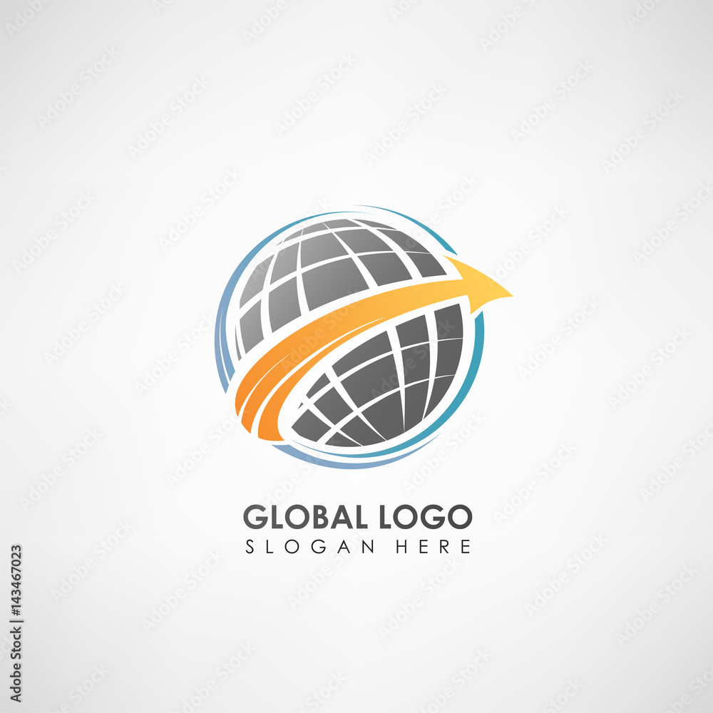 Global concept logo template. Label template for company symbol. Vector ...