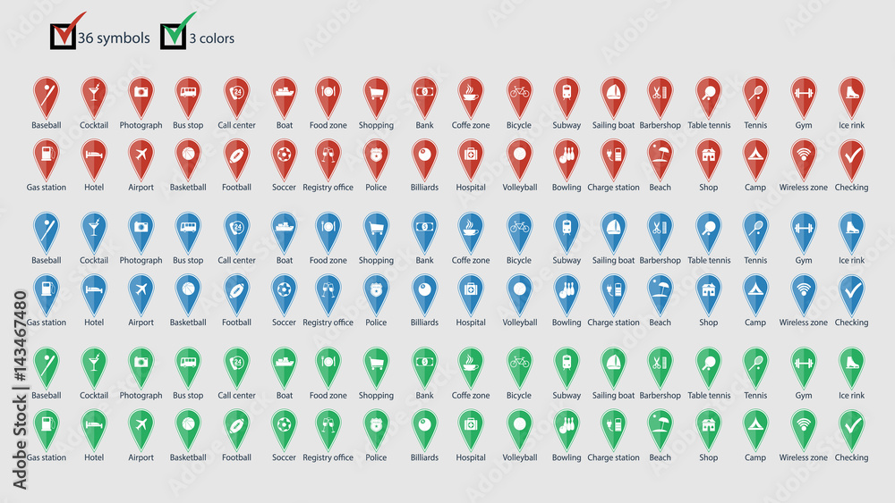 Travel map pointers. Vector illustration Stock Vector | Adobe Stock