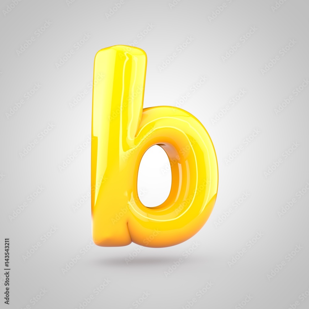 Glossy yellow paint letter B lowercase Stock Illustration | Adobe Stock