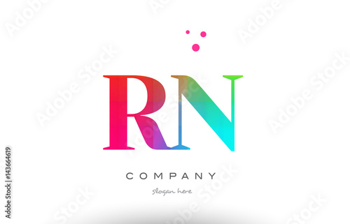 Rn R N Colored Rainbow Creative Colors Alphabet Letter Logo Icon Stock