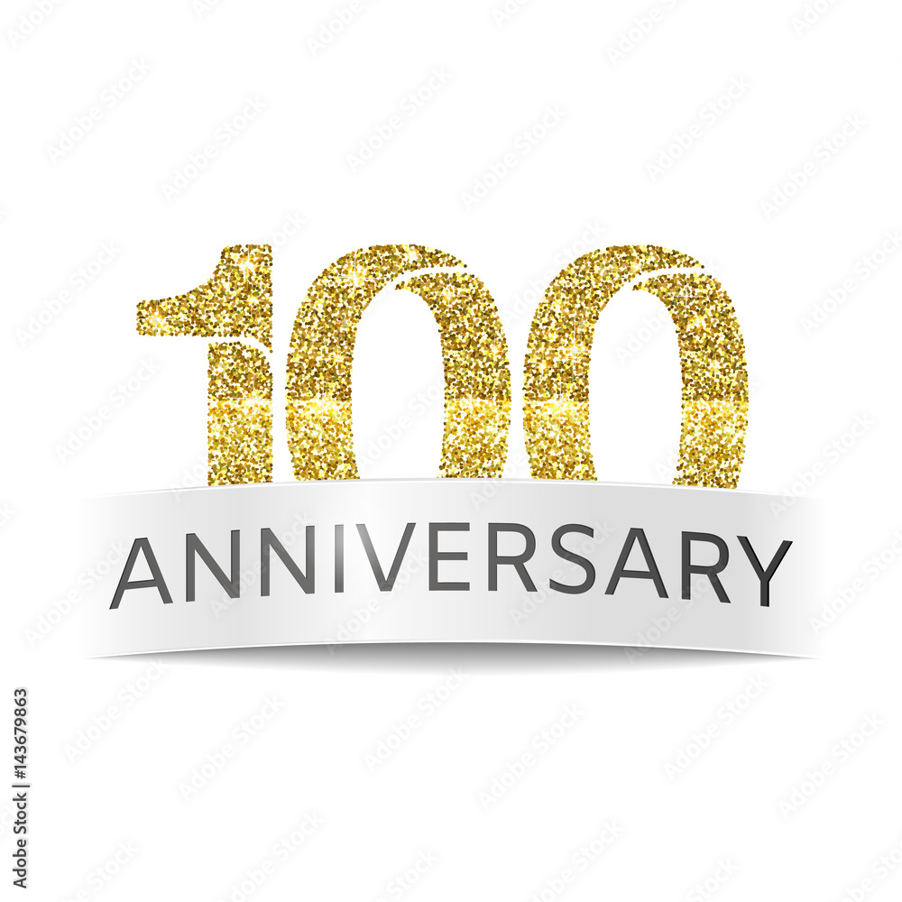 One hundred years anniversary. The banner of the 100th birthday golden ...