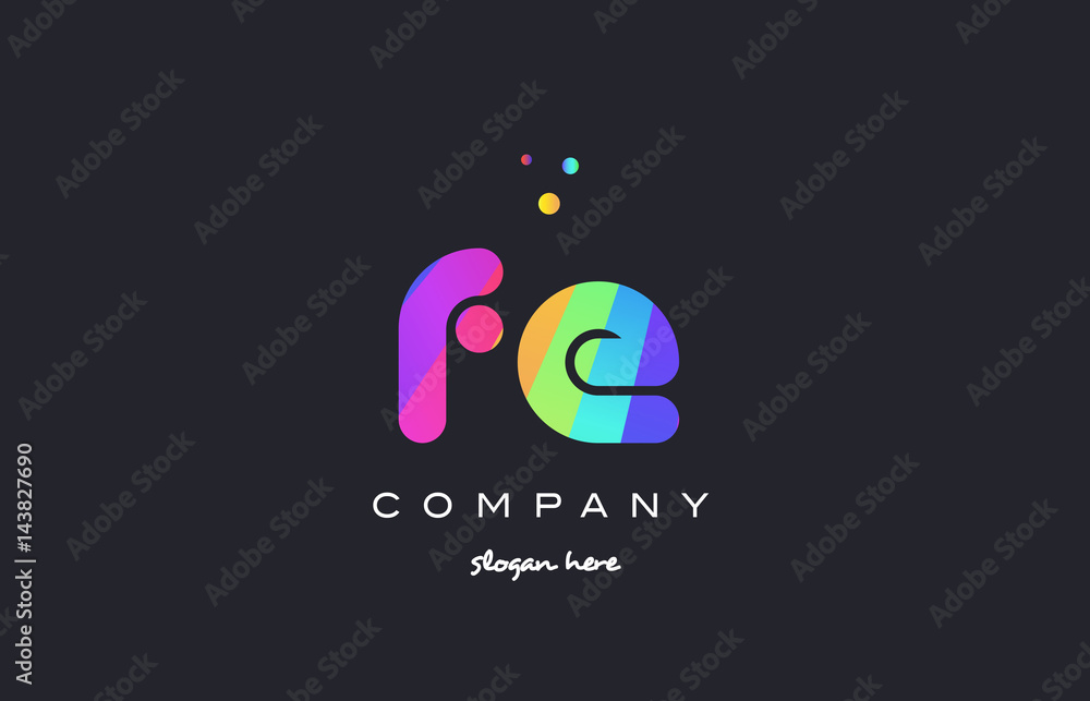 fe f e colored rainbow creative colors alphabet letter logo icon Stock ...