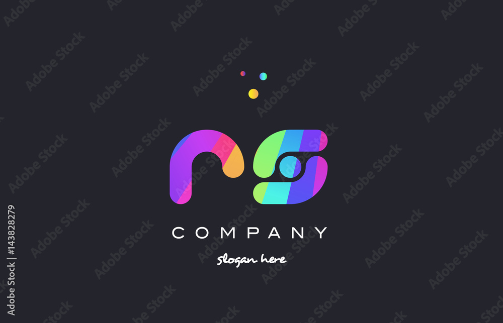 rs r s colored rainbow creative colors alphabet letter logo icon の ...