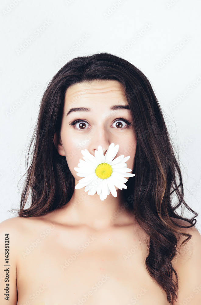 Tender Cute Beautiful Surprised Summer Young Girl With Topless Body