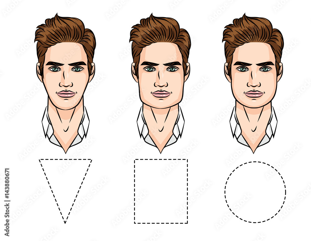 Vector illustration of face types. Male face of various types of ...